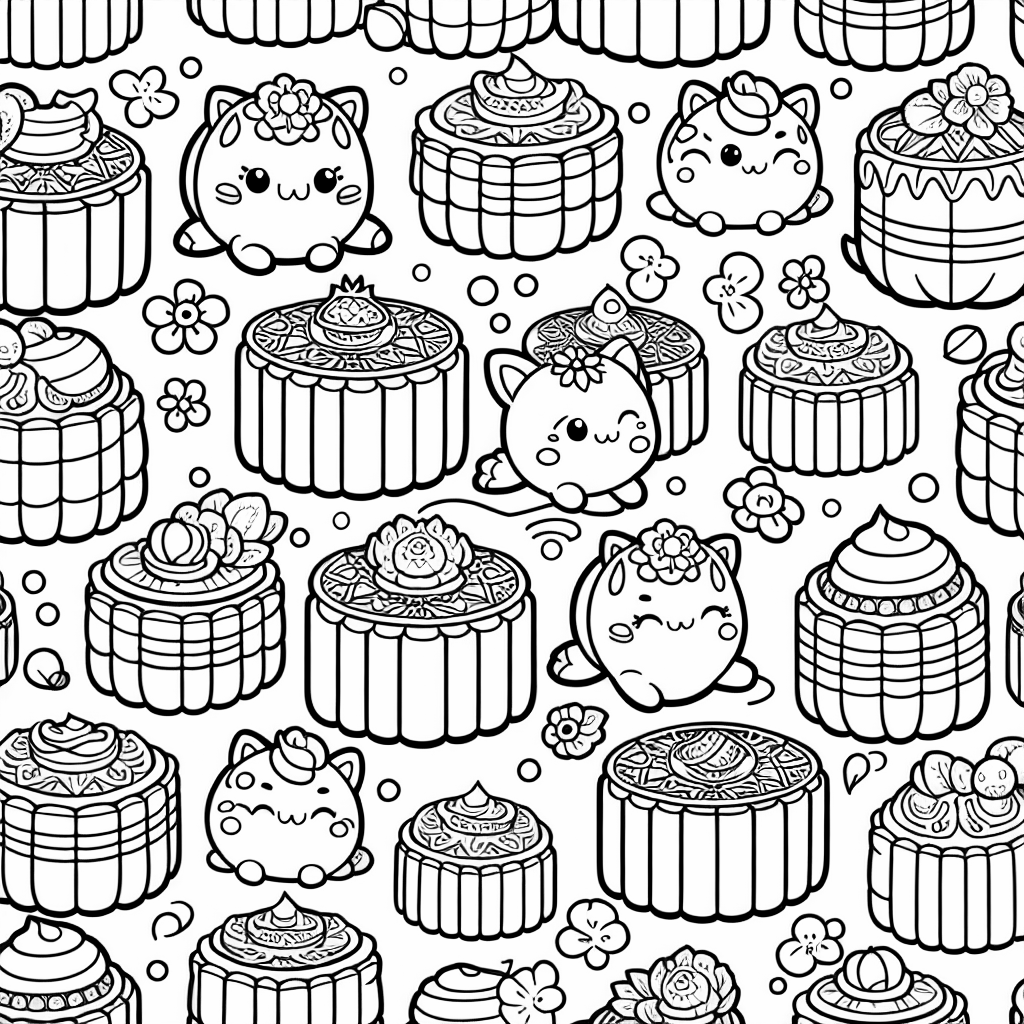 Cute Drawings Of Mooncakes Coloring Page