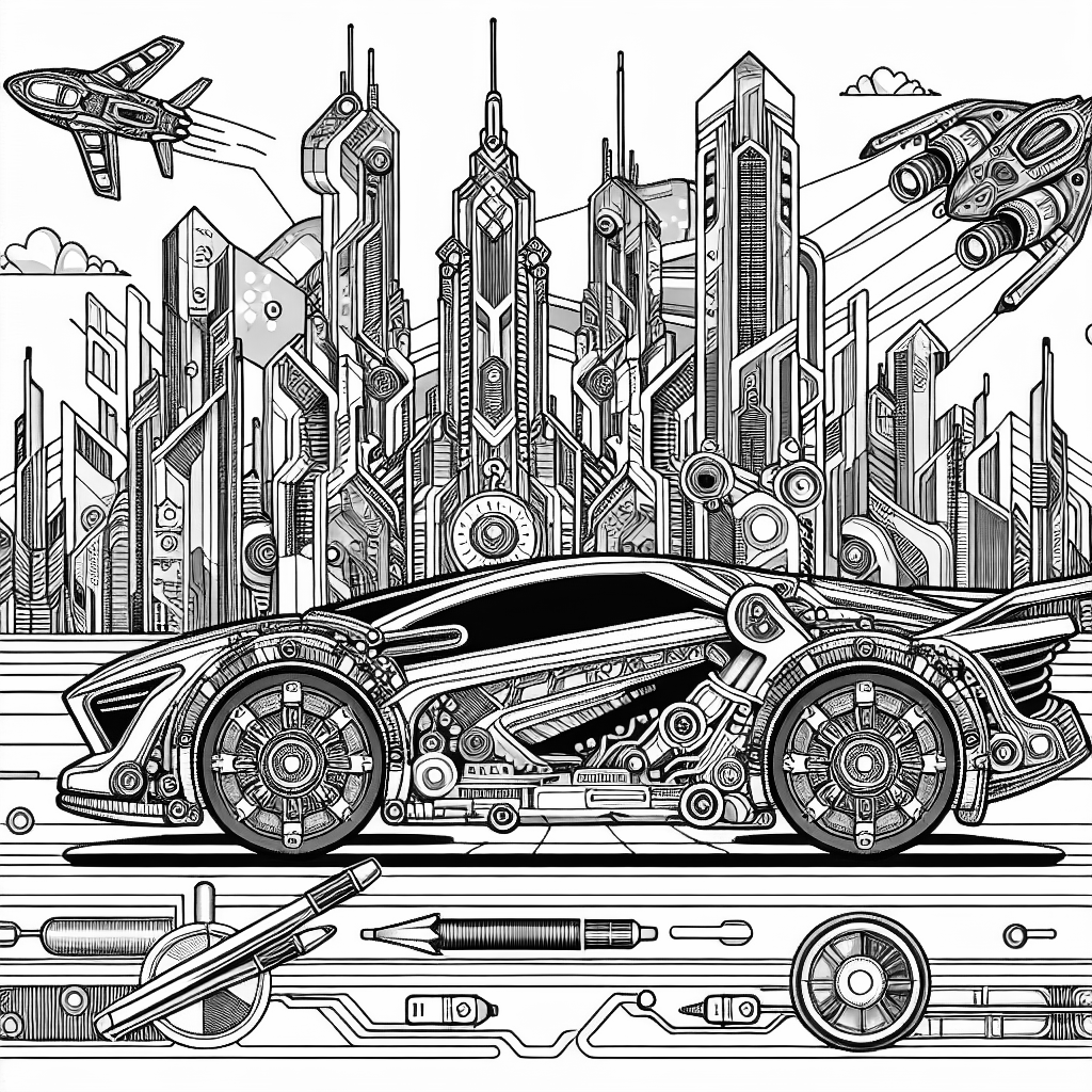 Draw A Very Futuristic Car That Will Match With A... Coloring Page