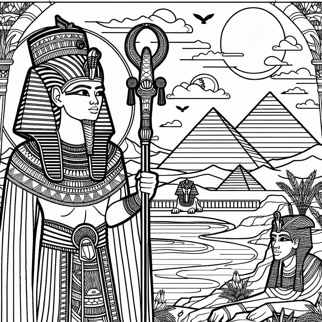 Pharaohs In Egypt Coloring Page