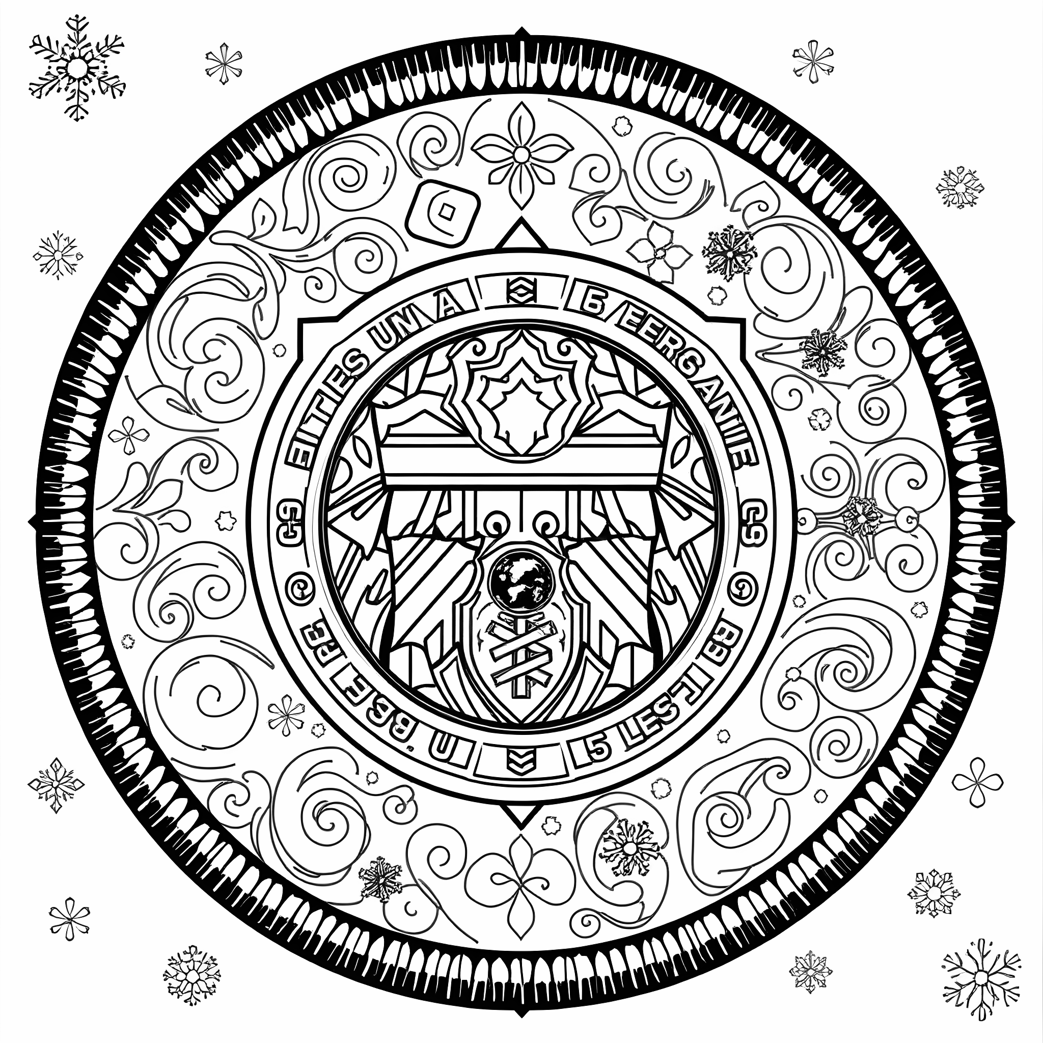 Leeds United Crest Christmas Theme Coloring Page