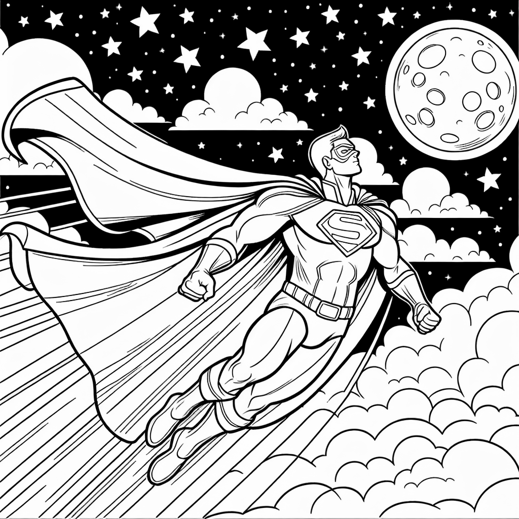 Batman Flying Coloring Page