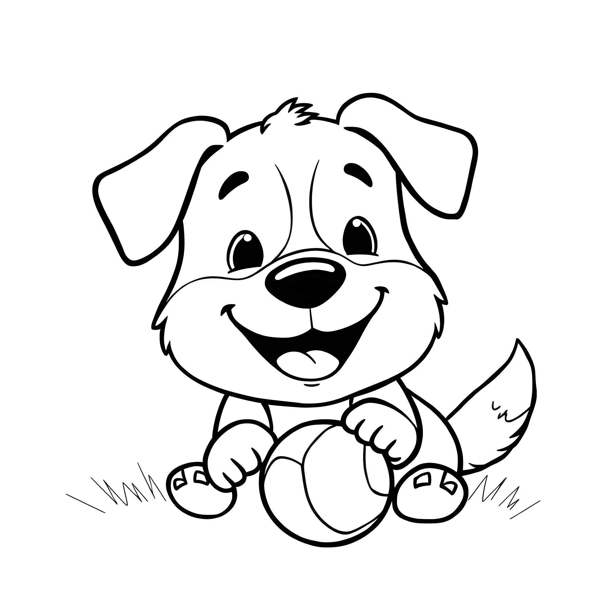 Create A Happy Face Dog Playing With A Ball Coloring Page
