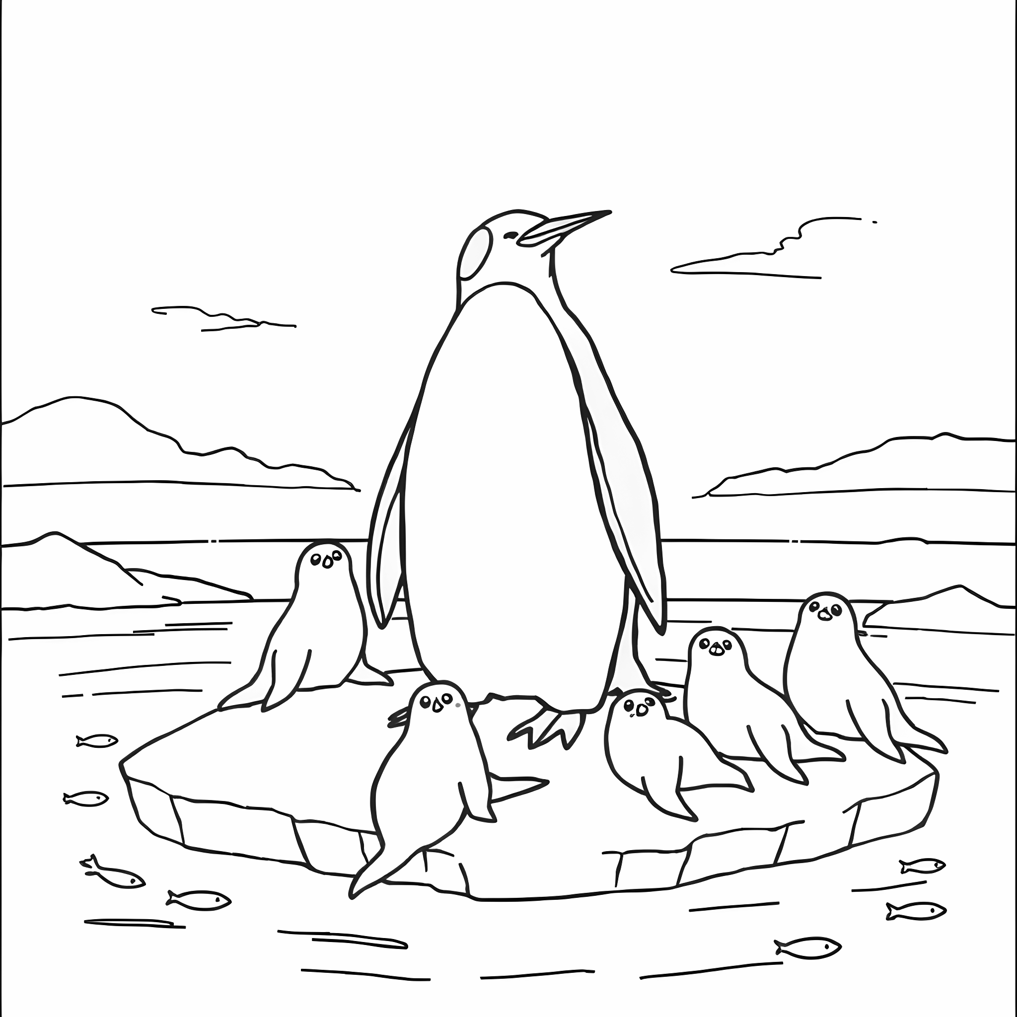 Big Penguin Coloring Page