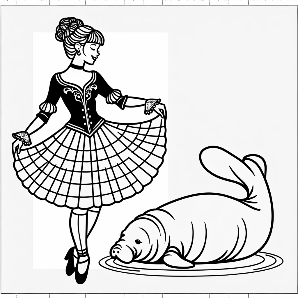 Female Highland Dancer Wearing A Kilt With Her... Coloring Page