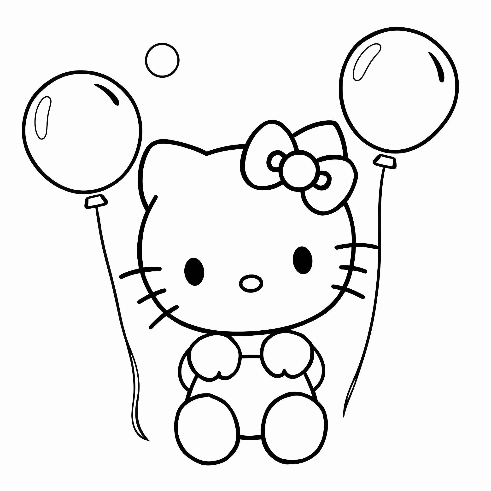 Beautiful Hello Kitty And Cute Balloons Around Coloring Page