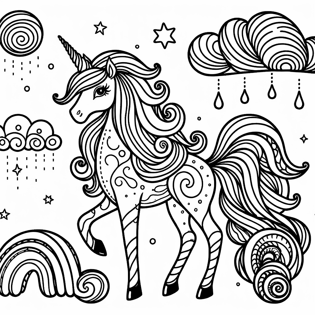 Cursed Unicorn Coloring Page