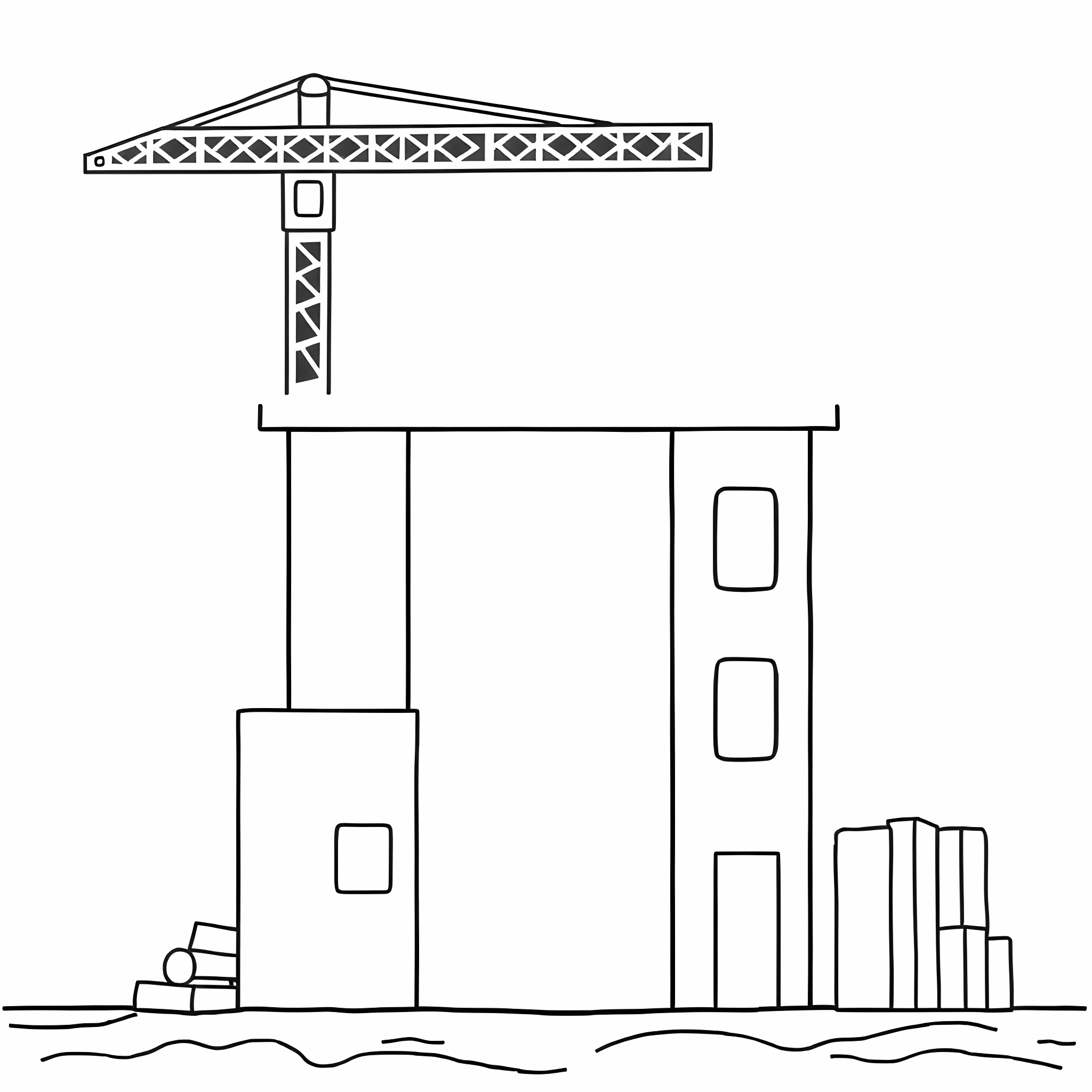 Construction Building Coloring Page
