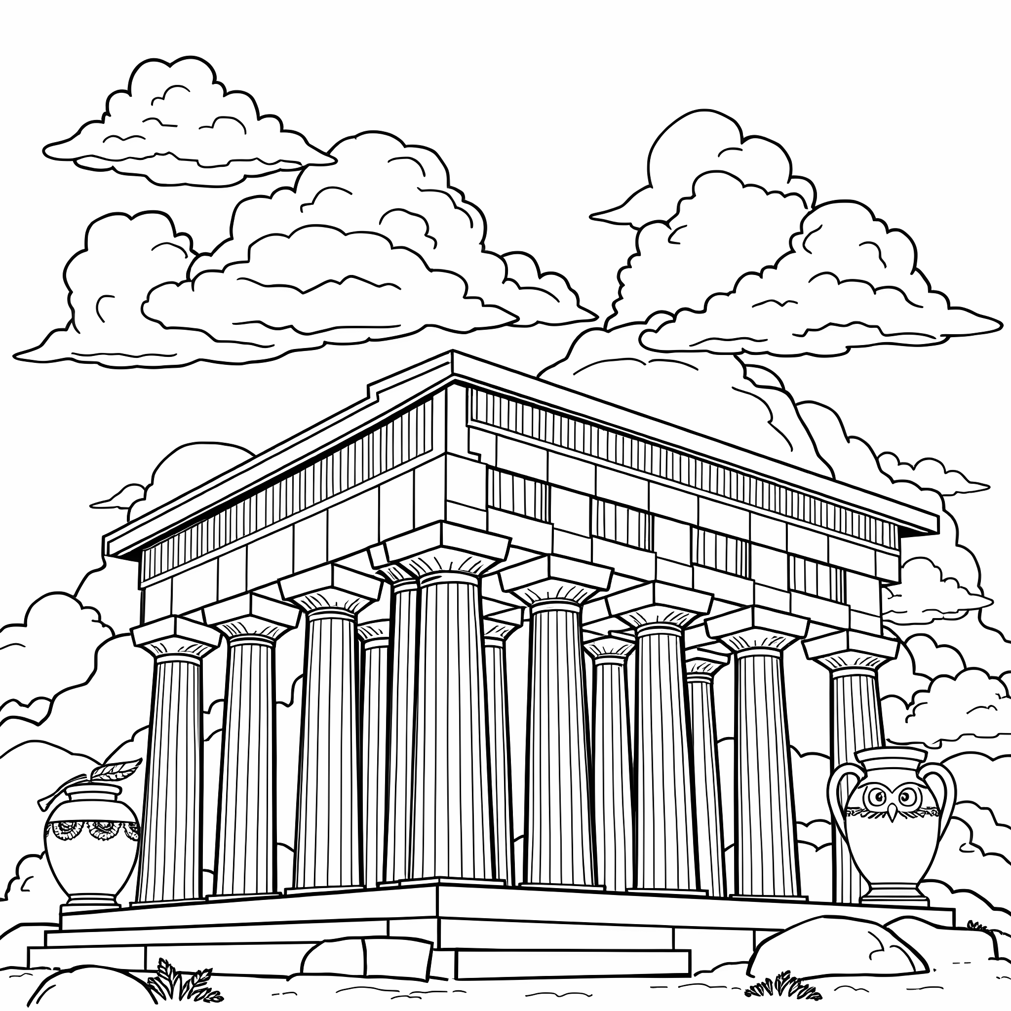 Ancient Greece Symbols Coloring Page