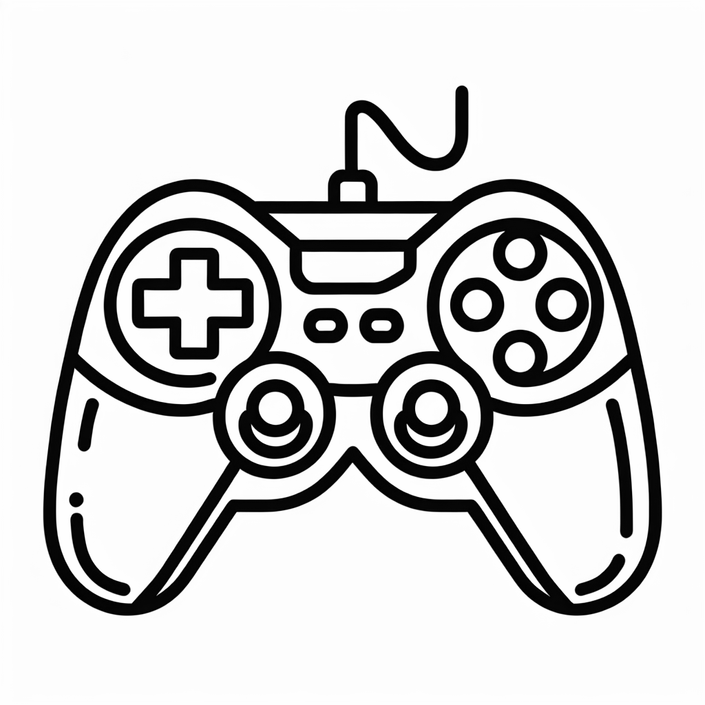 Simple Gaming Controller White Background Coloring Page