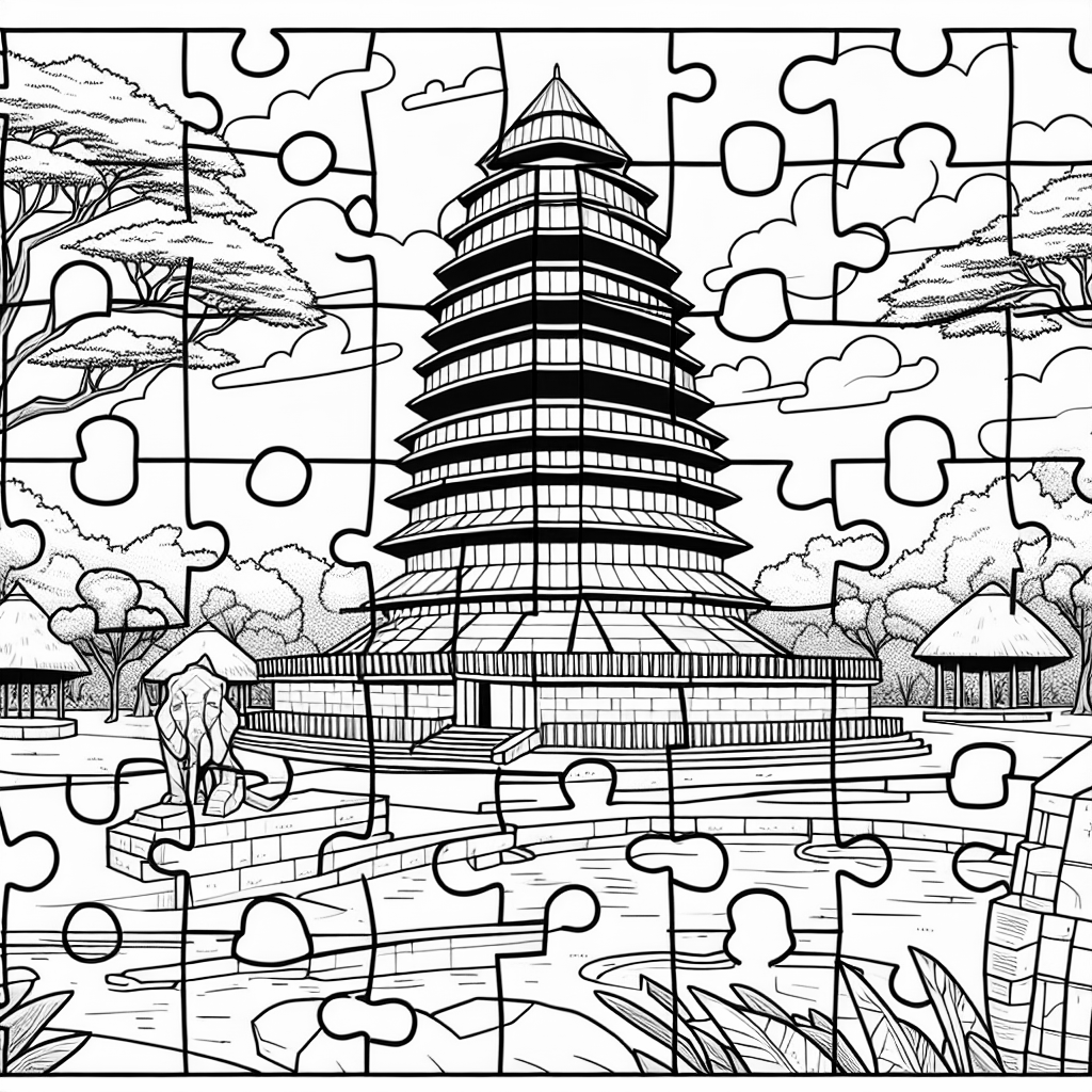 Great Zimbabwe Monument Showing The Conical Tower... Coloring Page