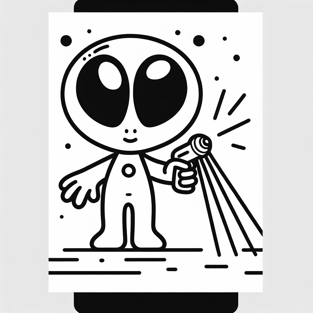 Alien Shooting A Laser Gun Coloring Page | Free Printable