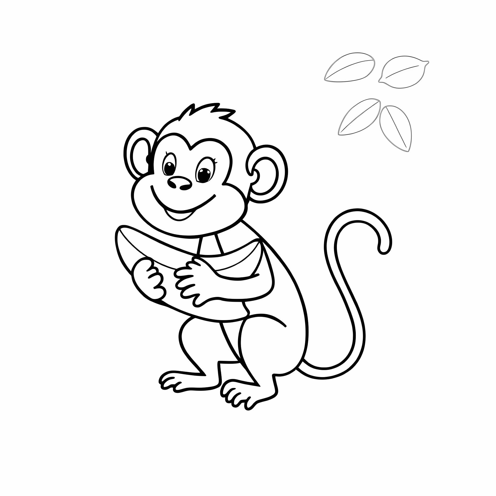 Monkey With A Banana Coloring Page