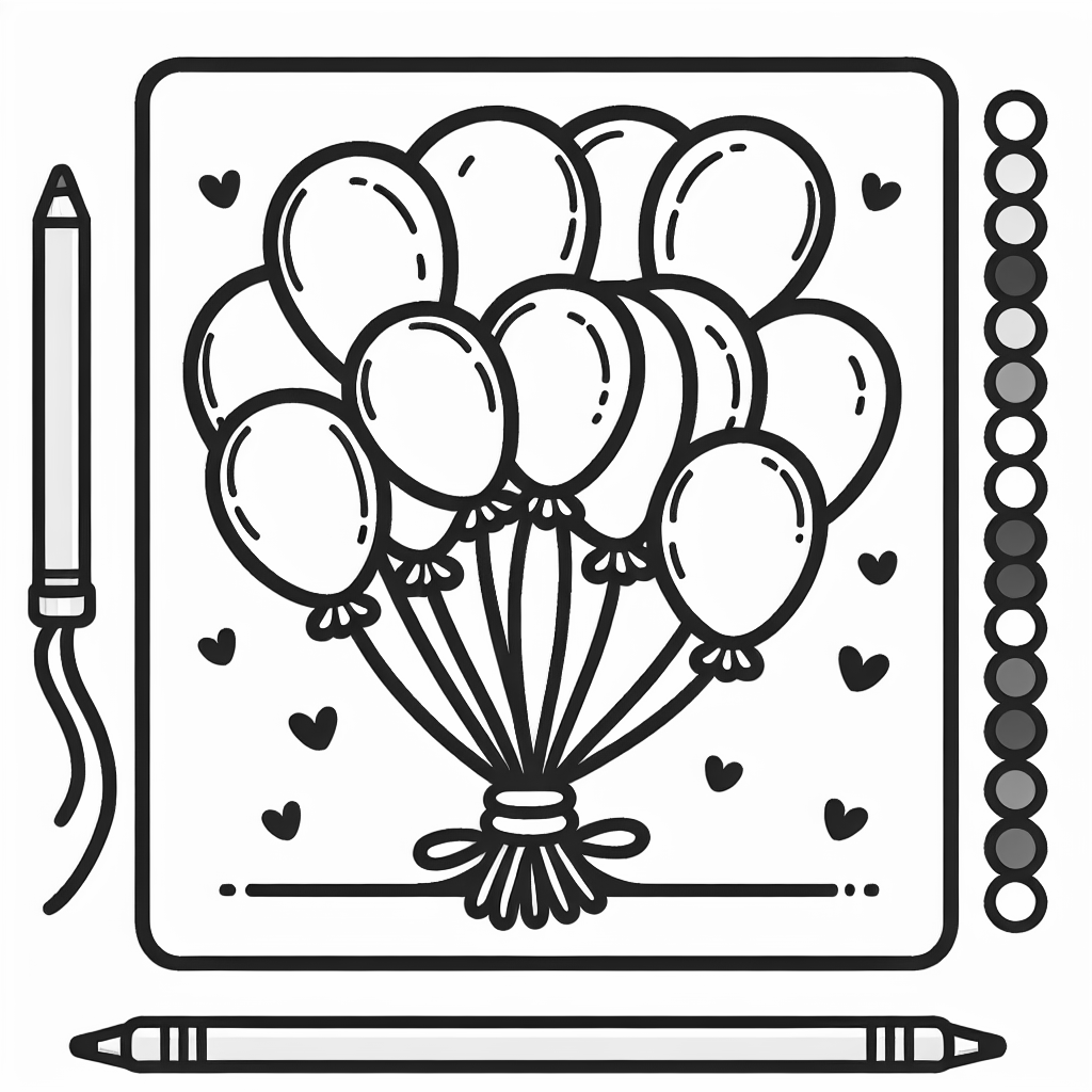 A Bunch Of Simple Balloons With Thin Outlines Coloring Page