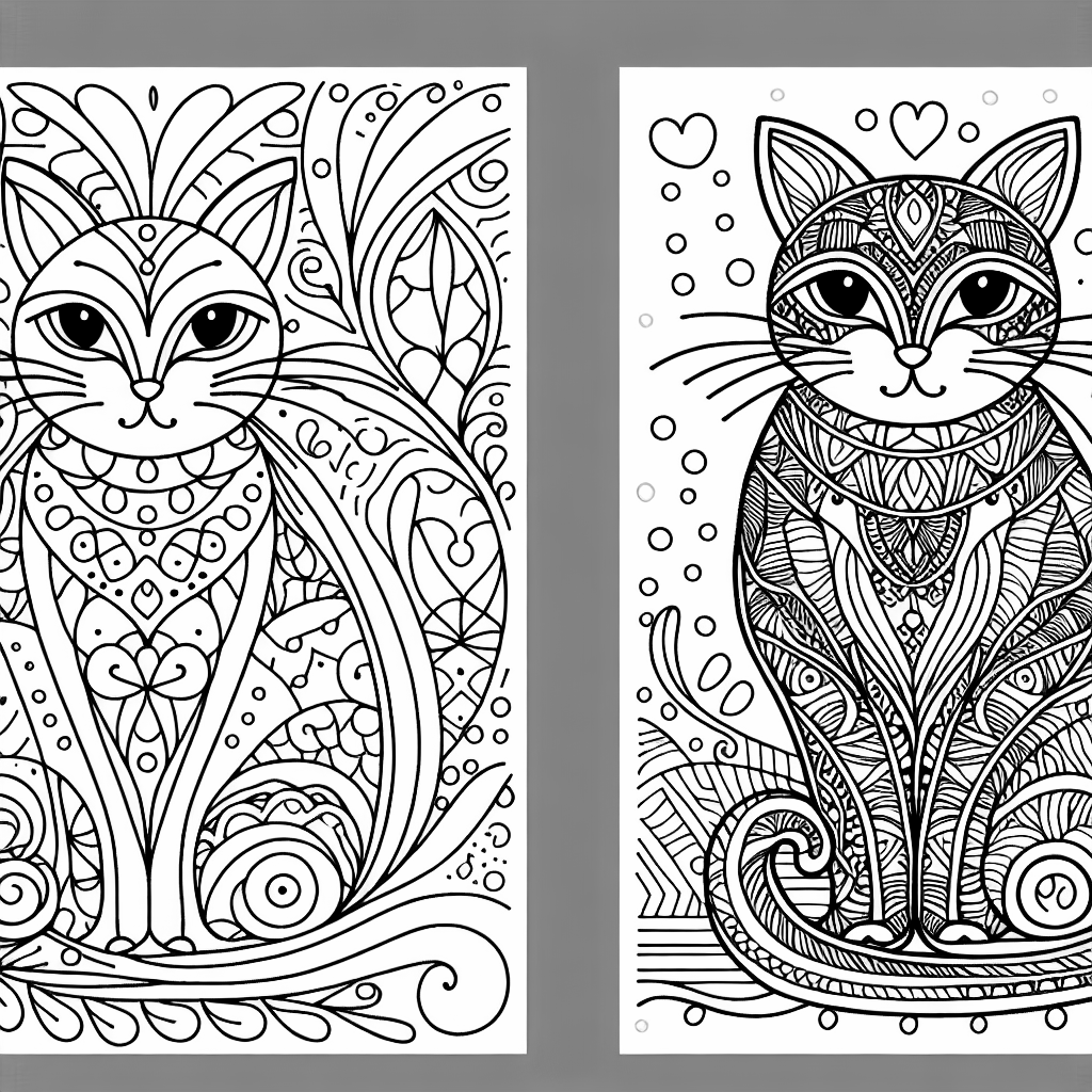 Zentangle Cat Coloring Page