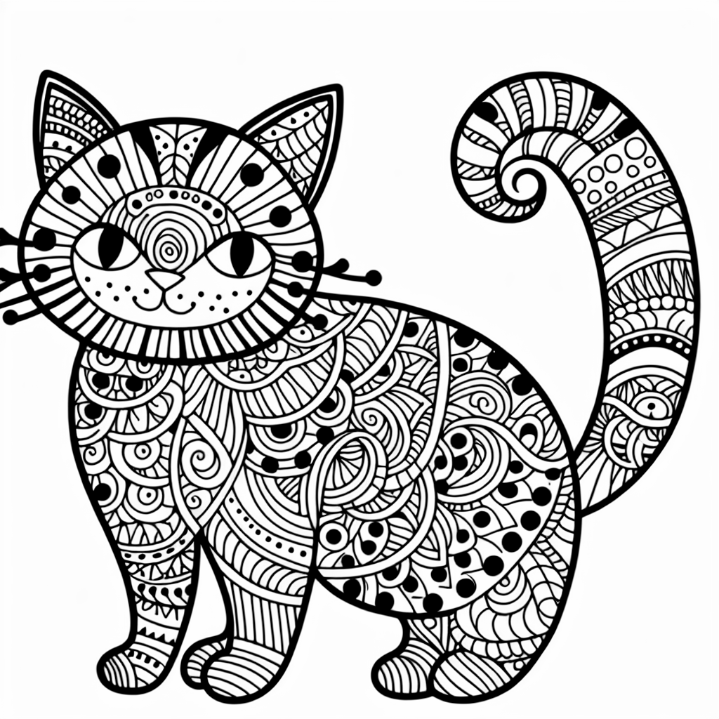 Zentangle Cat Coloring Page