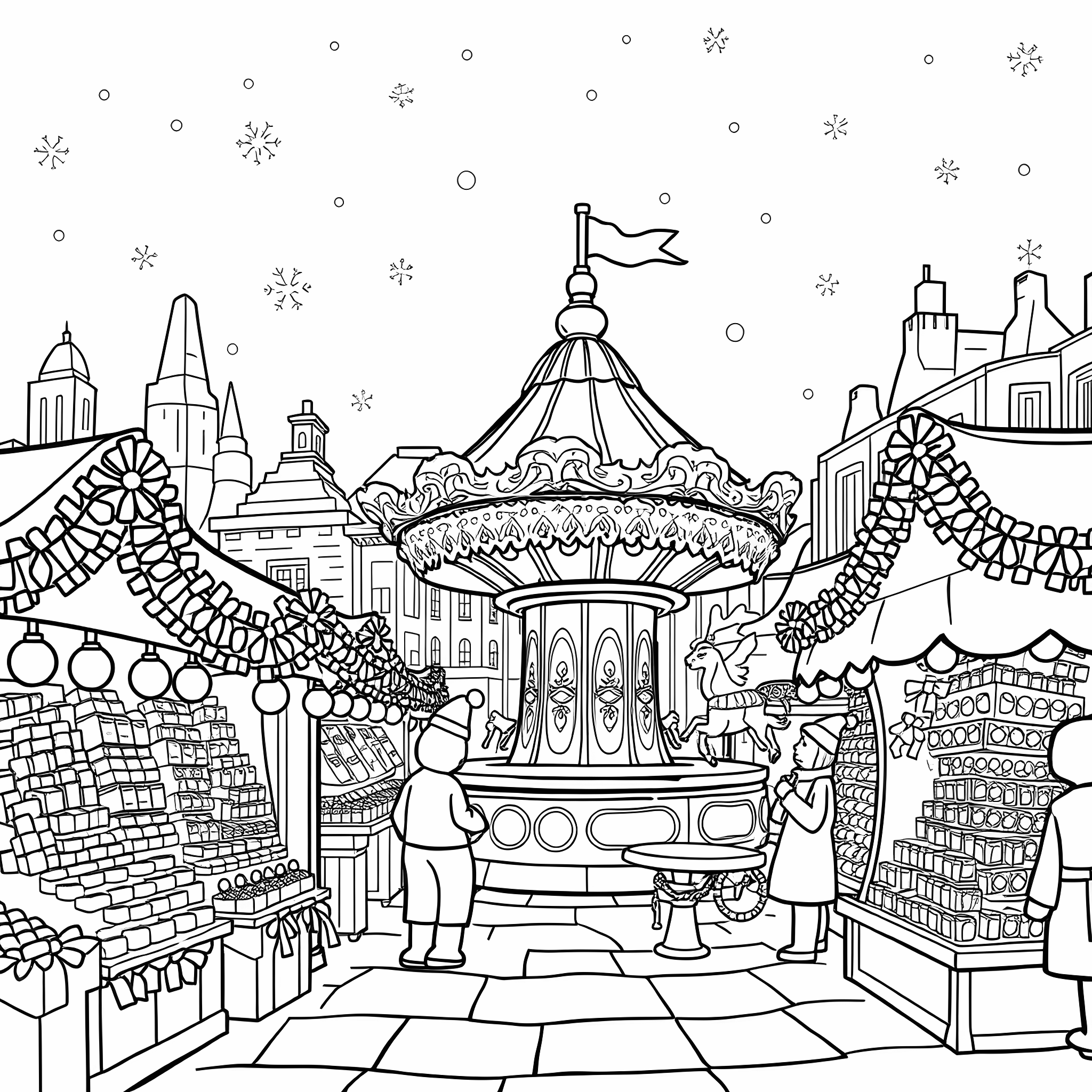 Edinburgh Christmas Fair Coloring Page