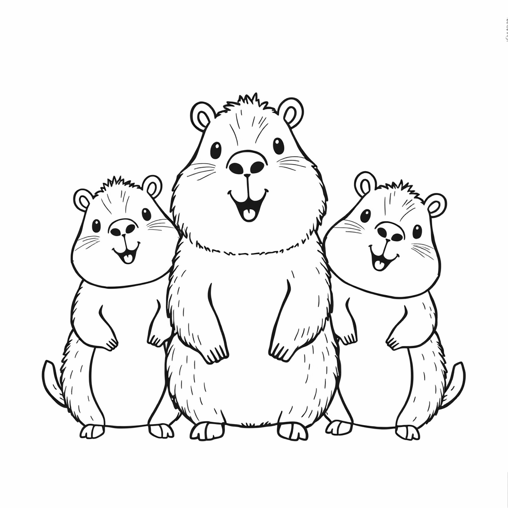 An Animated Capybara Full Of Friends Coloring Page | Free Printable