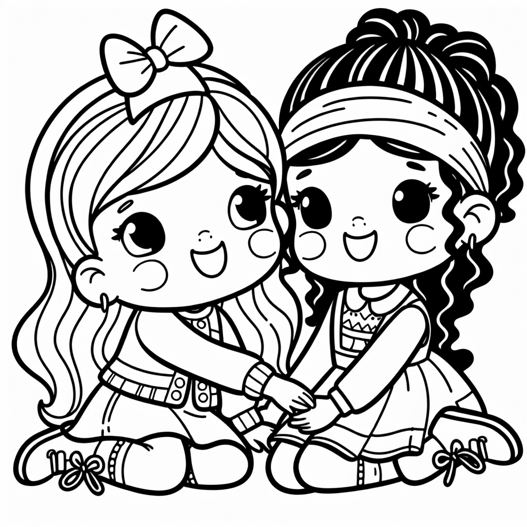 2 Girl Best Friends Coloring Page