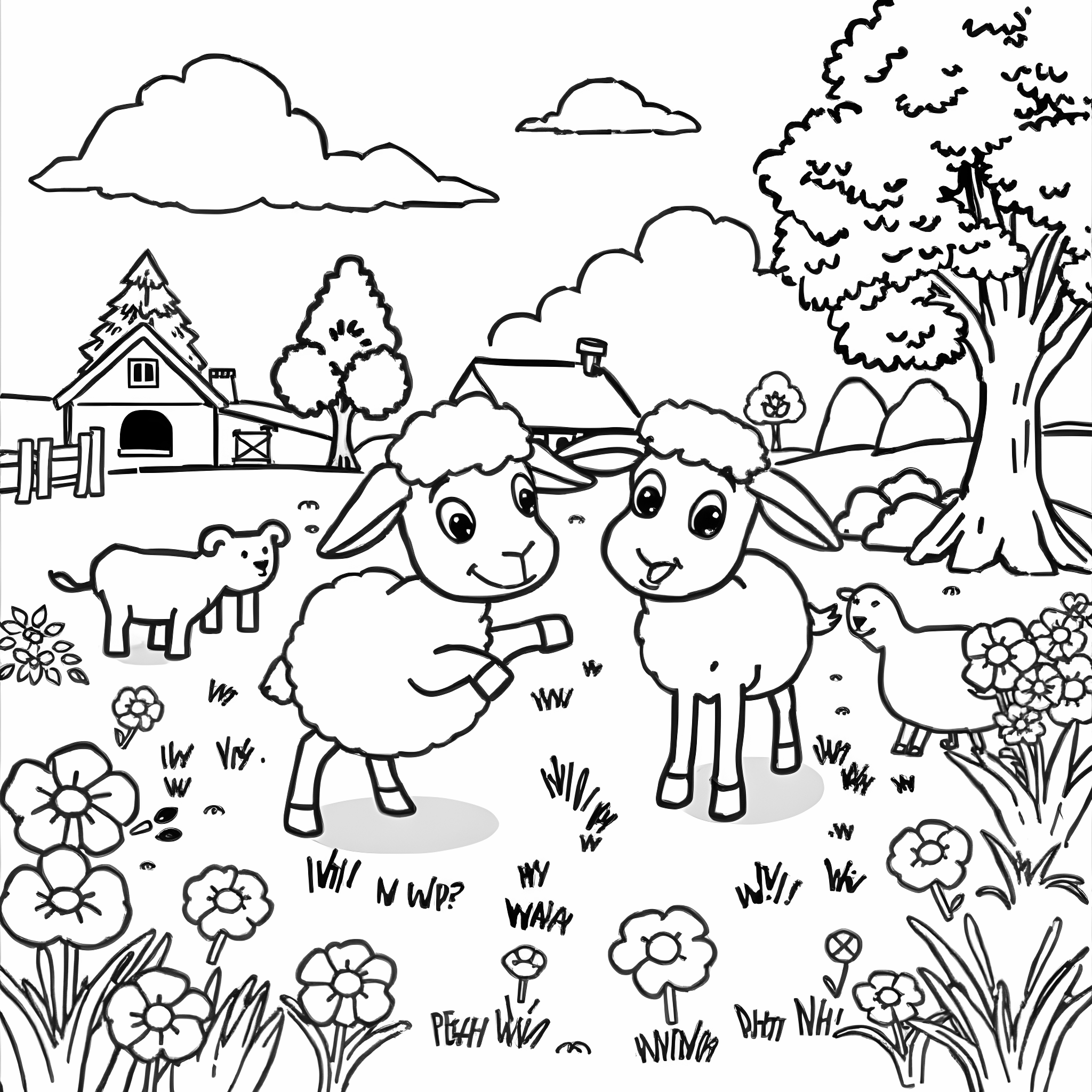 Marsha And Shaun The Sheep Coloring Page