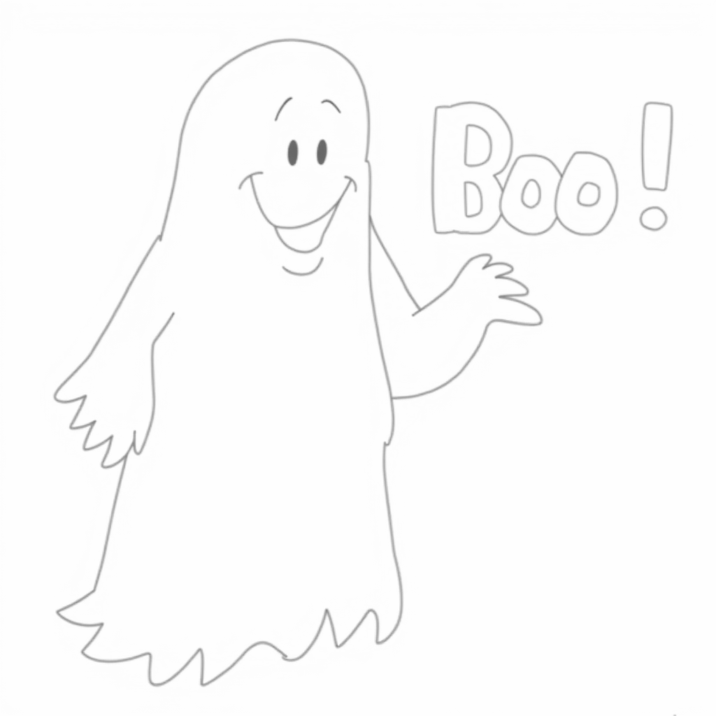 The Words Boo On The Right Of Page A 1930s Cartoon... Coloring Page