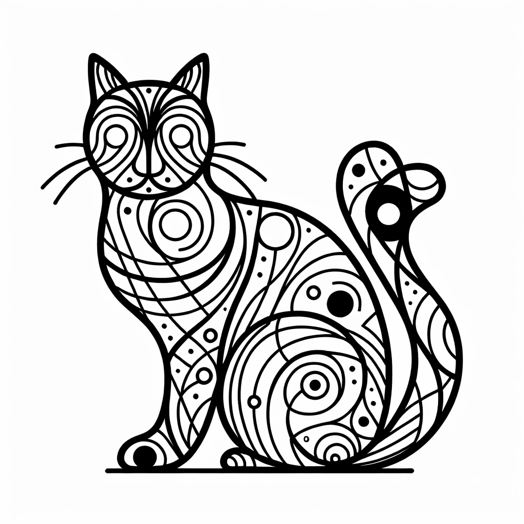 Artistic Cat Coloring Page