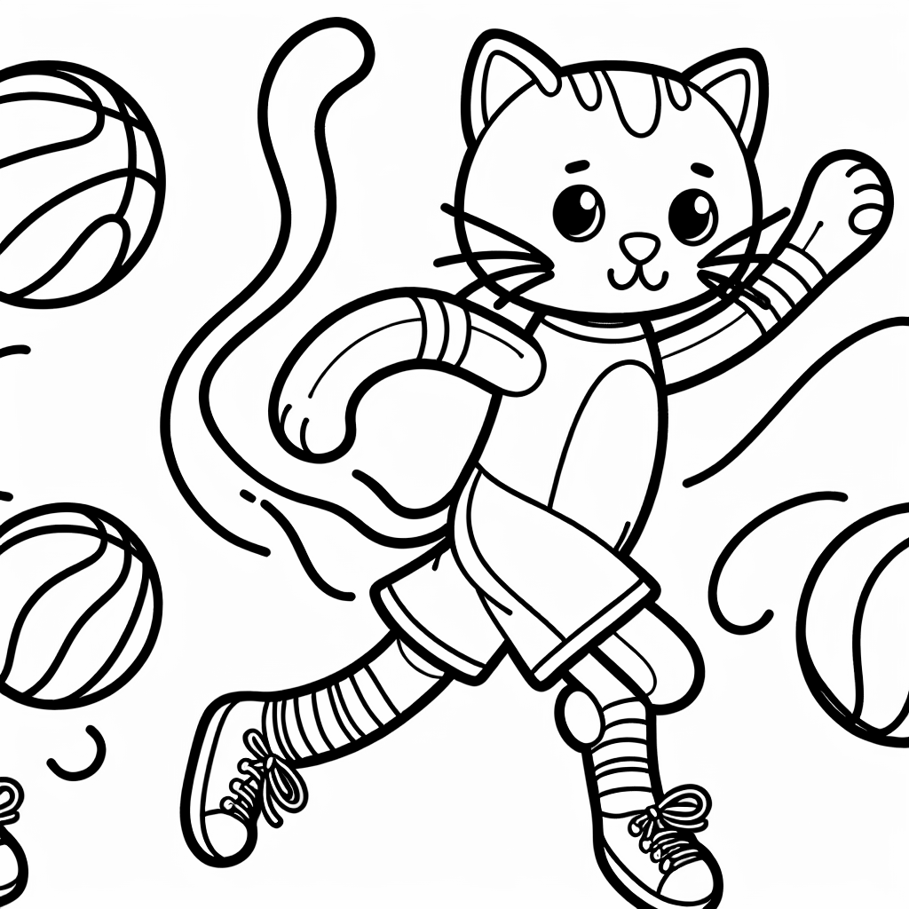 Athletic Cat Coloring Page