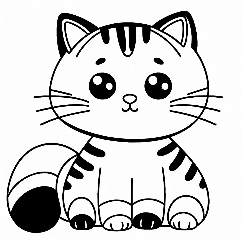 Fluffy Cat Coloring Page