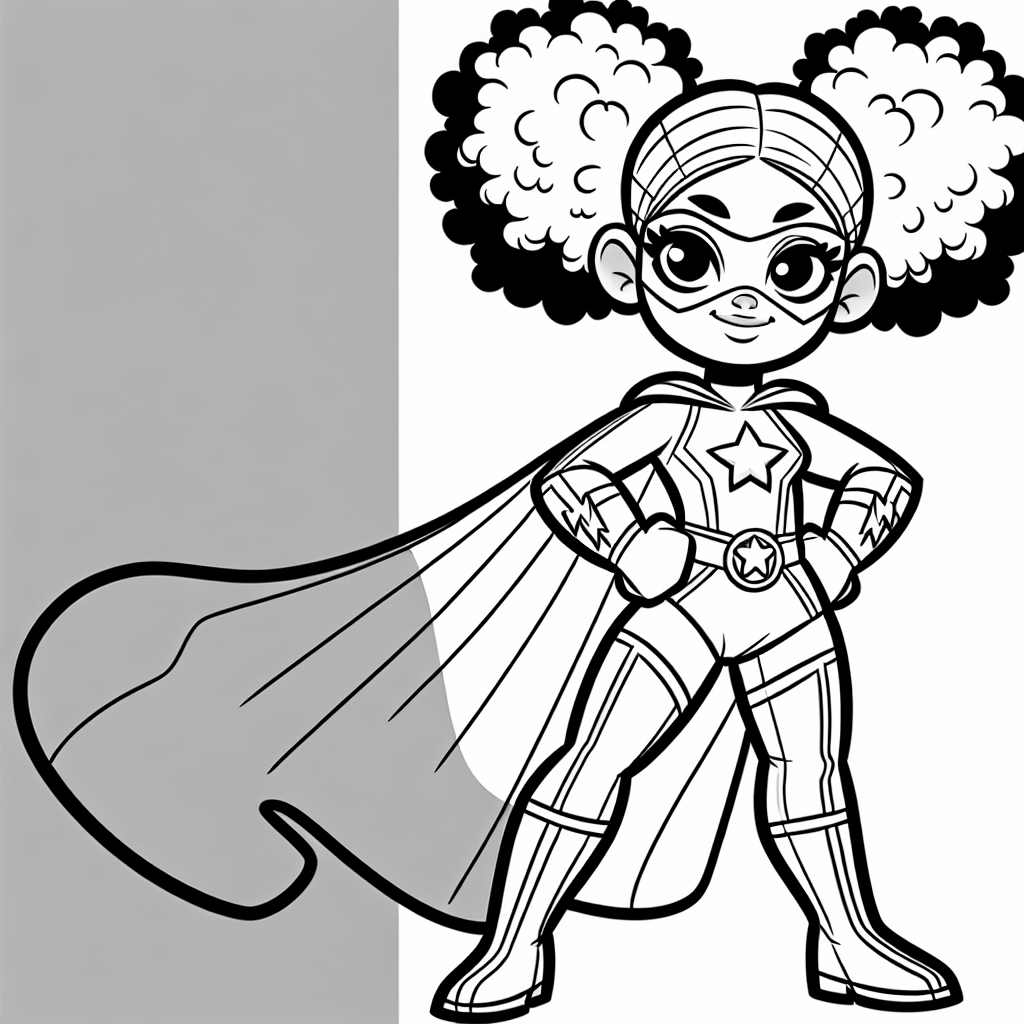 The Superhero Girl Stands Tall With A Powerful... Coloring Page