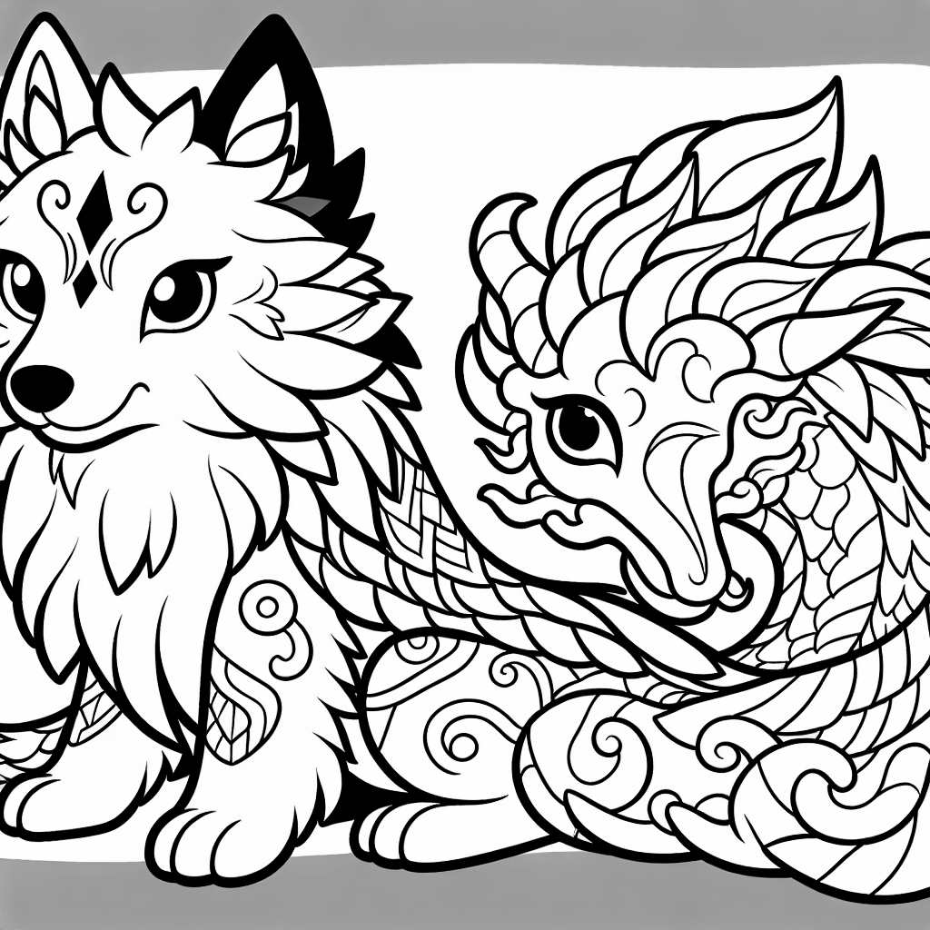 Wolf Dragon Coloring Page