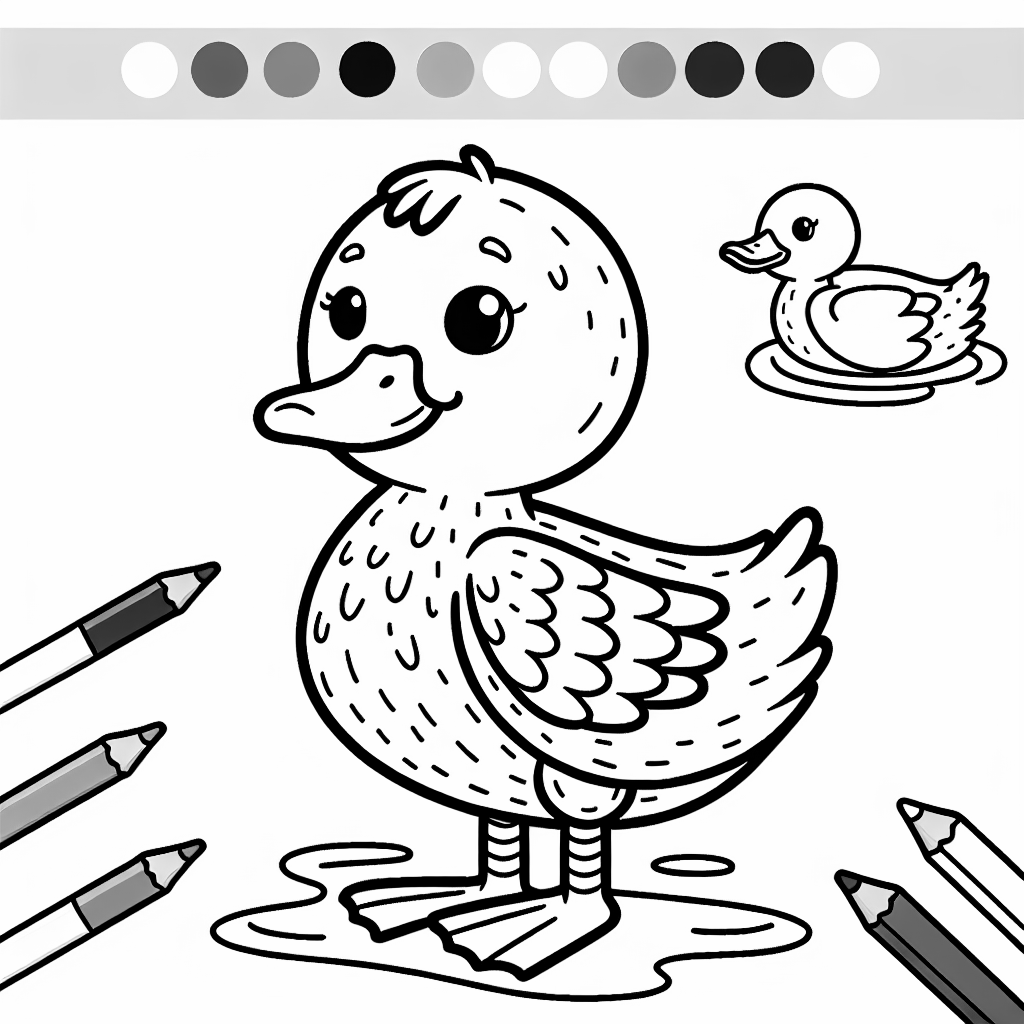 Duck Using Computer Coloring Page