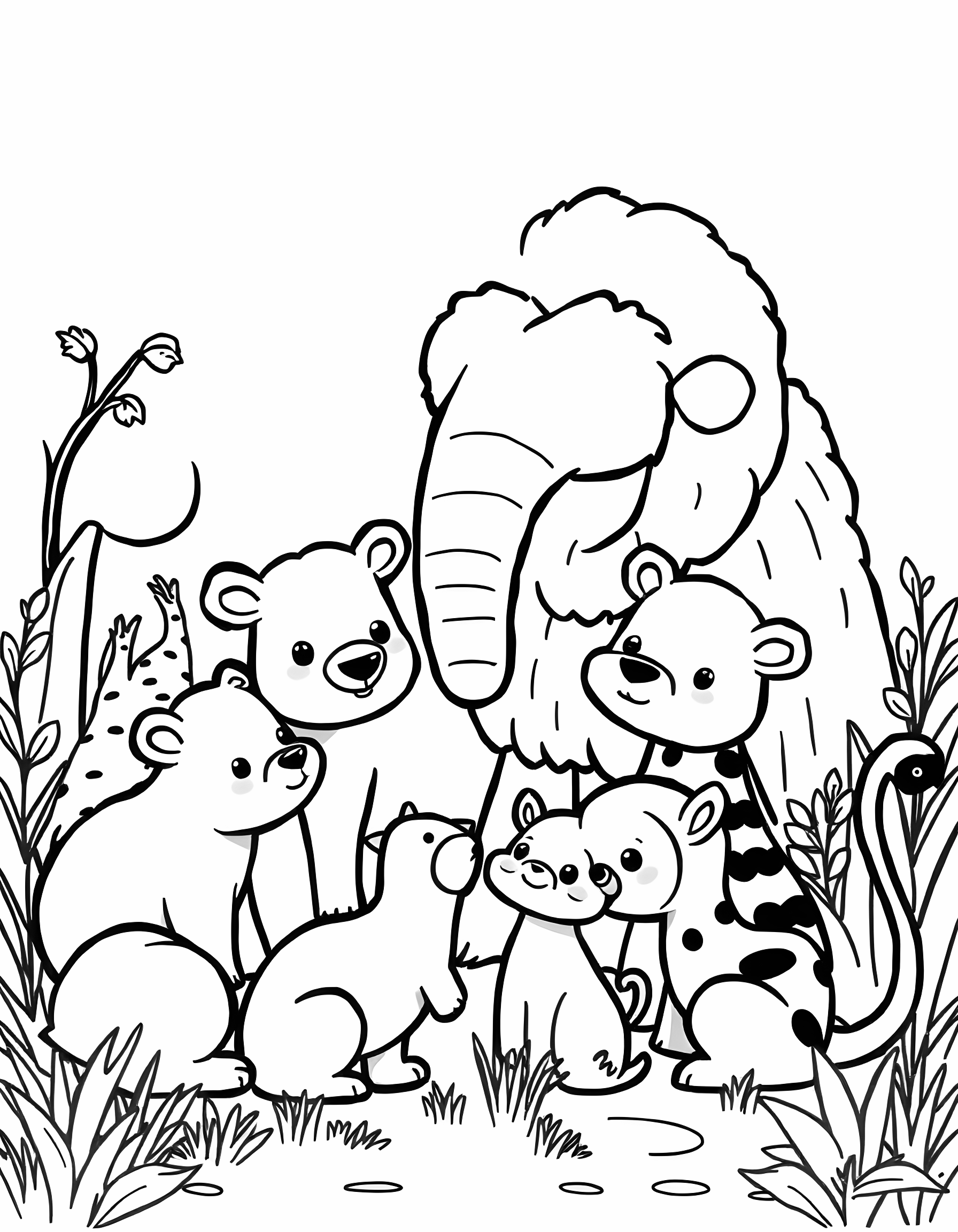 A Group Of Animals From Different Parts Of The... Coloring Page