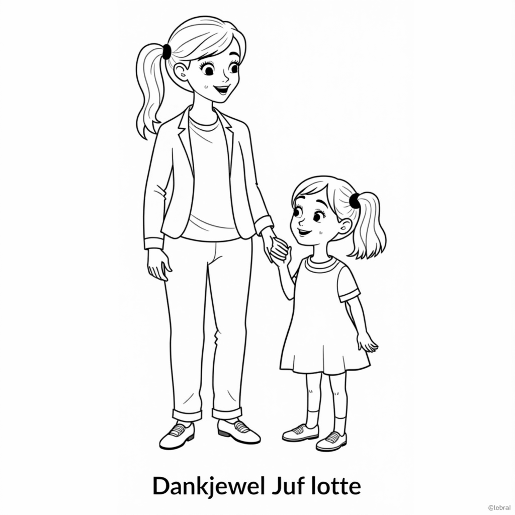 The Words Dankjewel Juf Lotte On The Bottom Of... Coloring Page