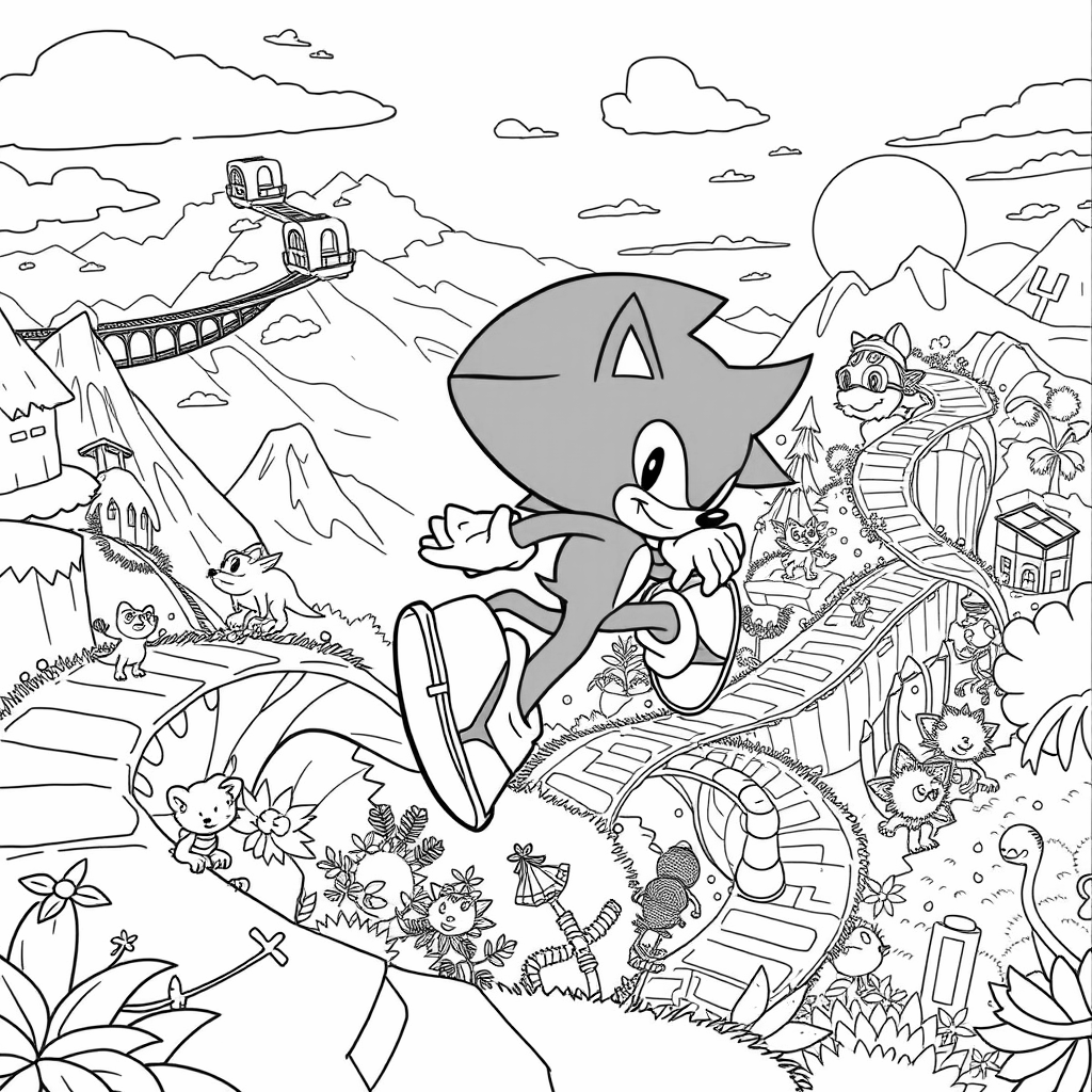 Sonic Running Coloring Page