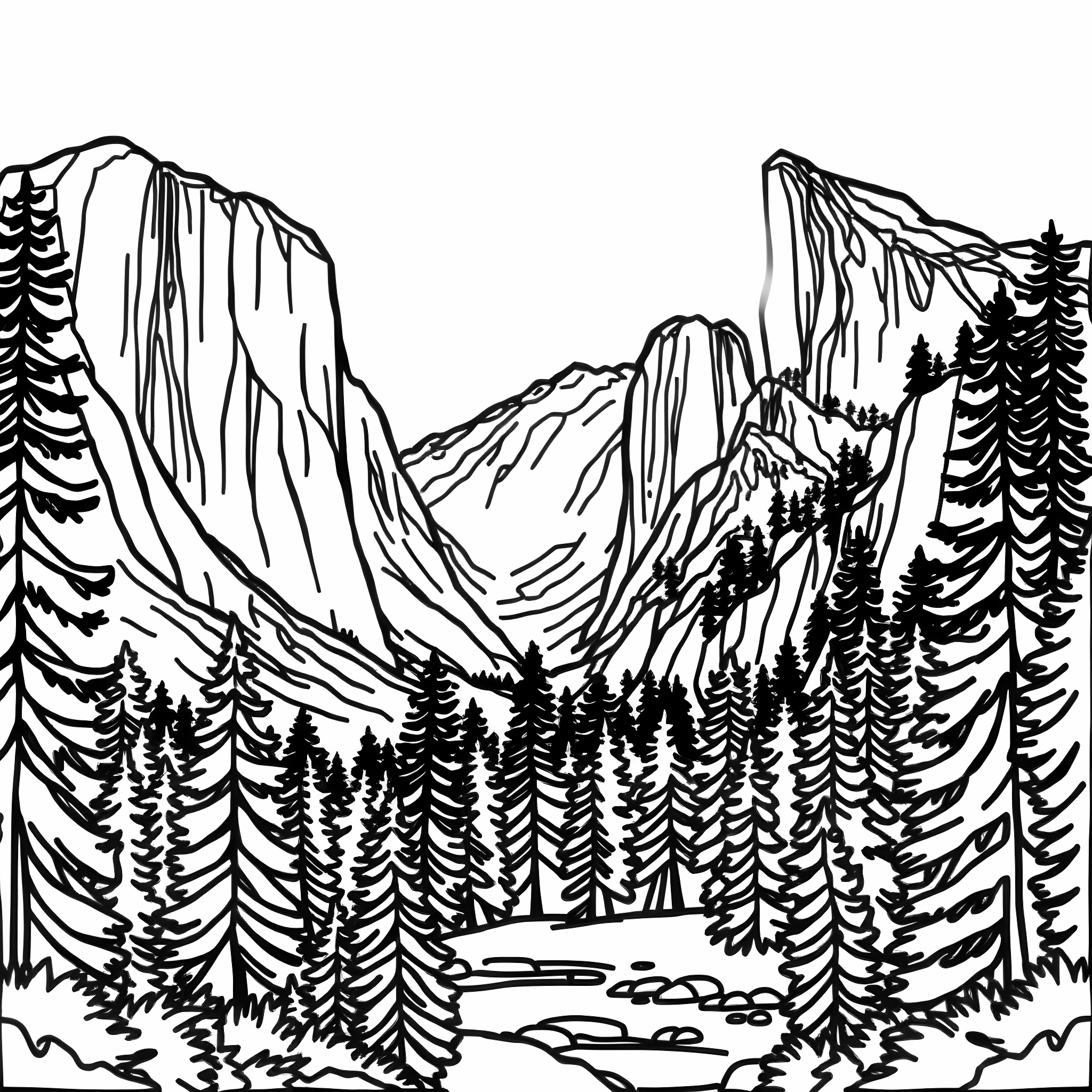 Yosemite National Park California Coloring Page