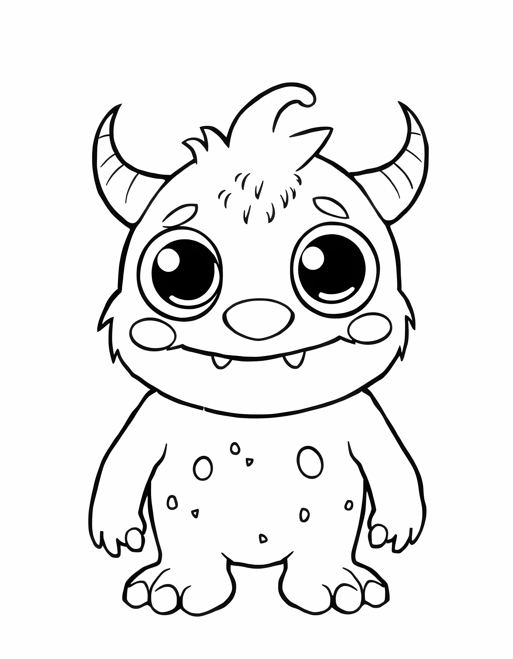 Cartoon Characters Cute Monster Coloring Page