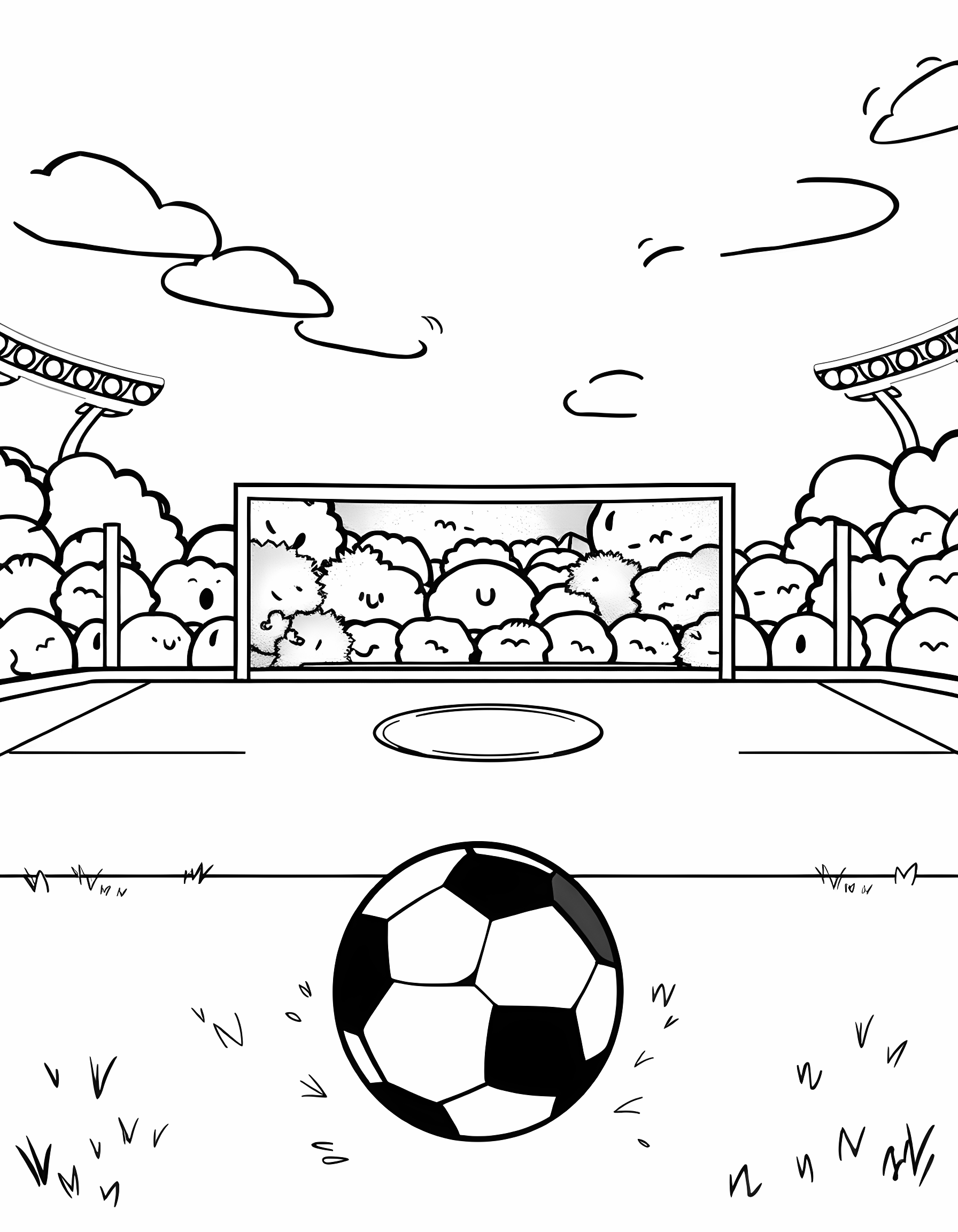 Soccer Field With Detailed Lines Corner Flag And A... Coloring Page