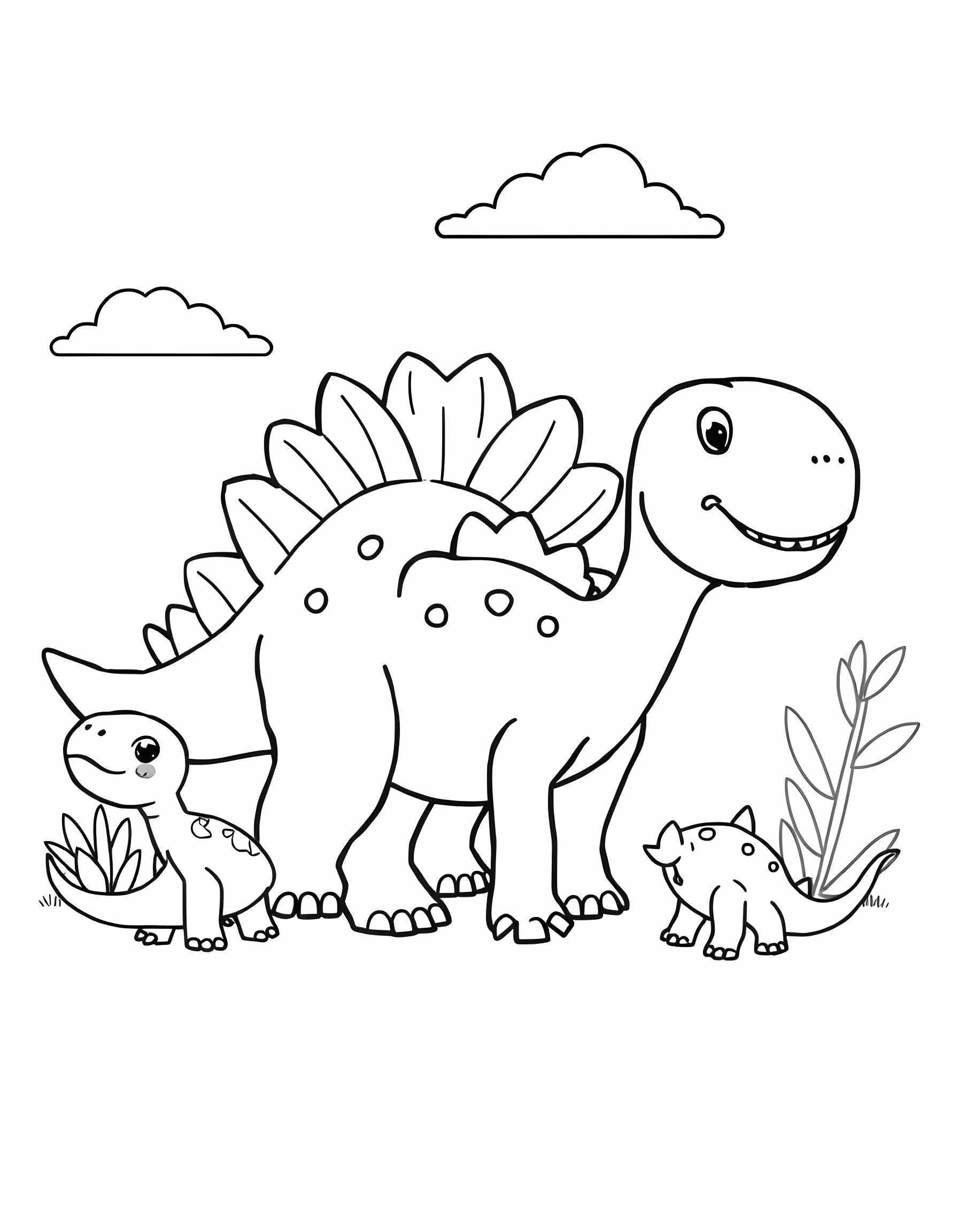Dinosaur Family Coloring Page