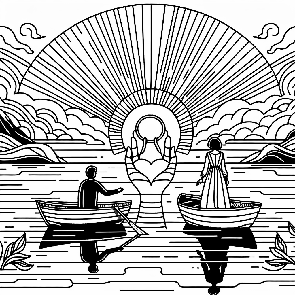 Proposing To Me On A Boat At Sunset Coloring Page