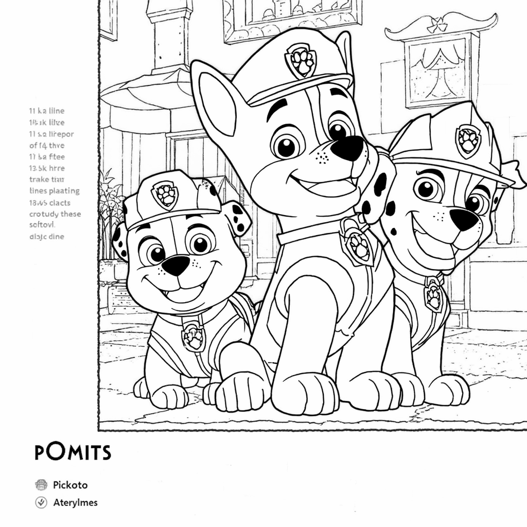 Three Cartoon Dogs In Uniforms. Coloring Page
