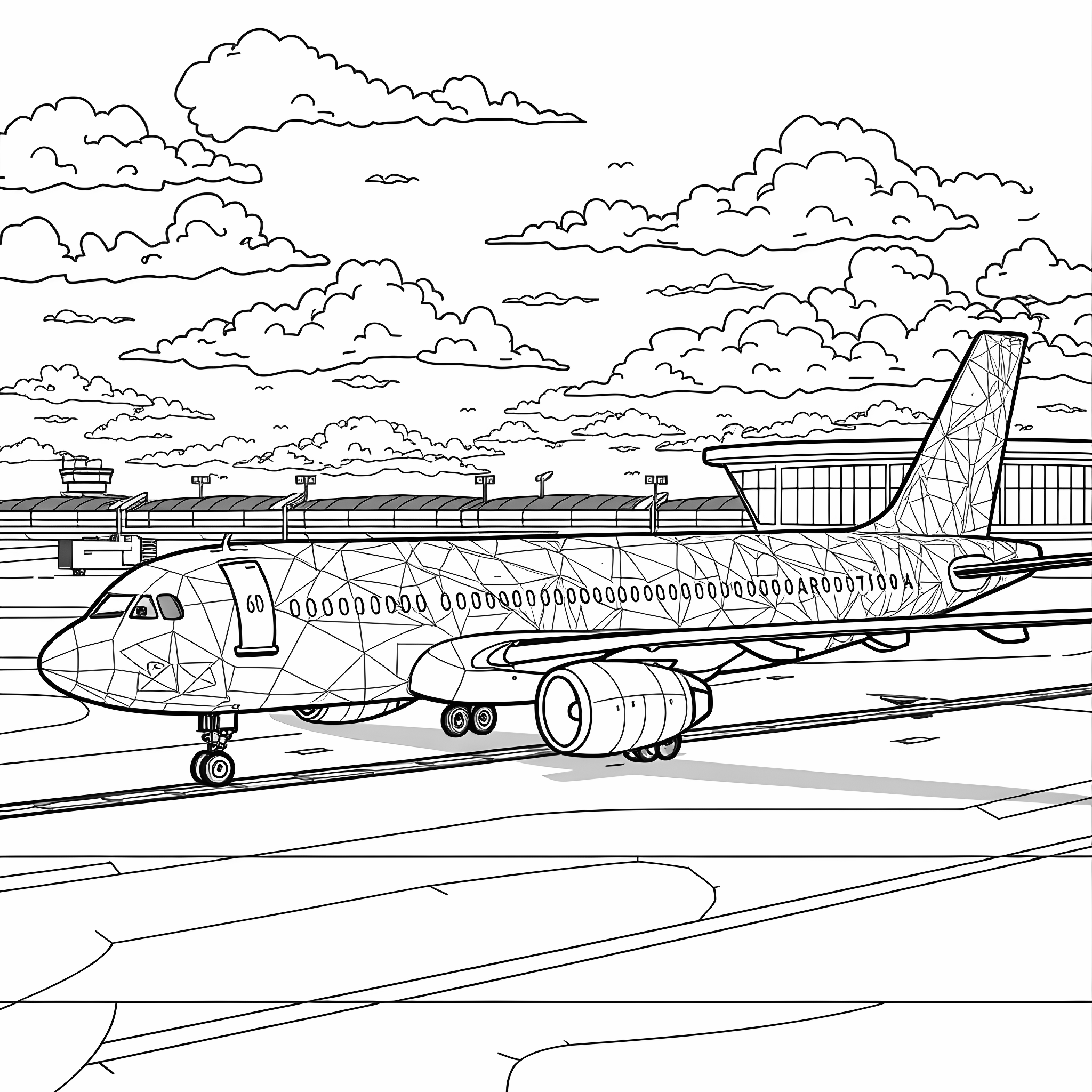 Airplane Airbus A320 On The Ground Coloring Page
