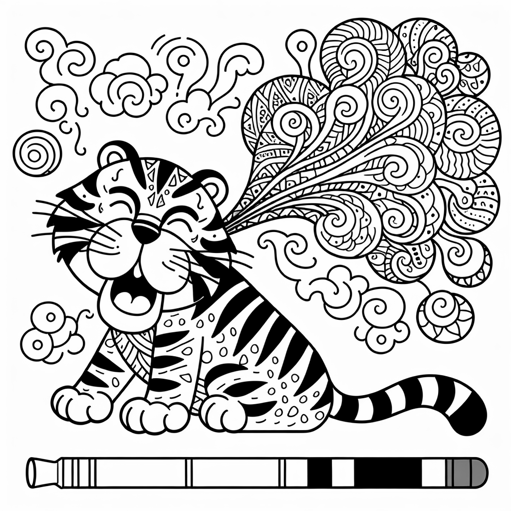 Big Tiger Farting Coloring Page