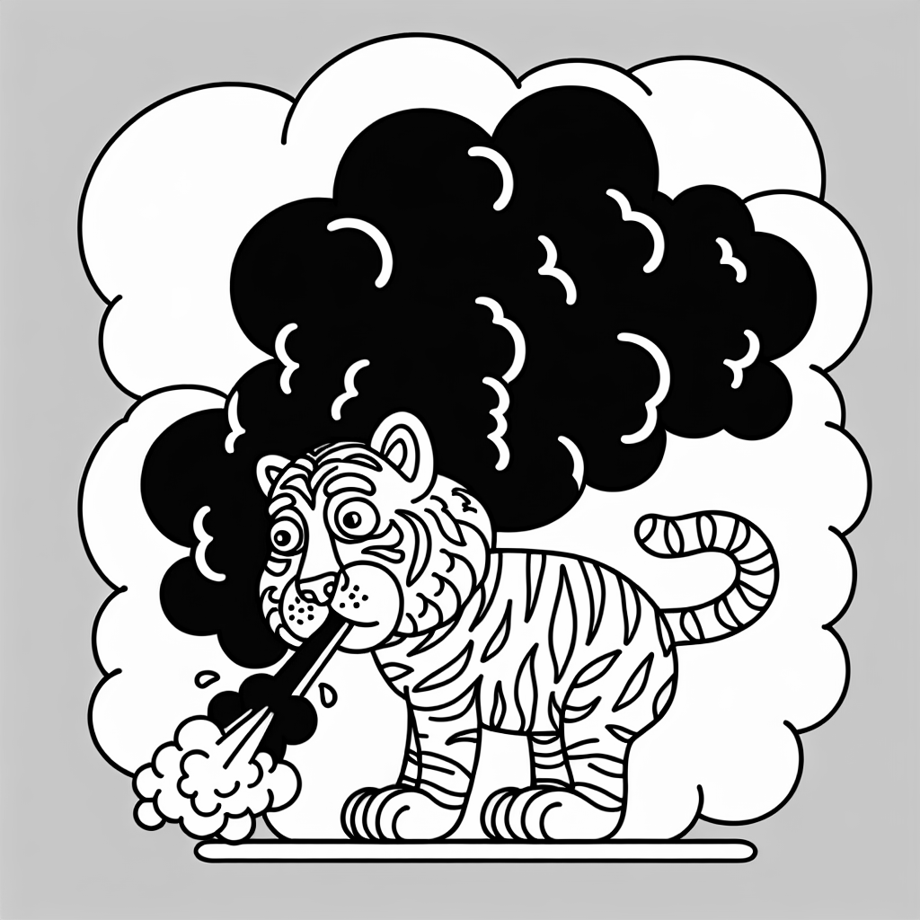 Funny Tiger Farting Coloring Page