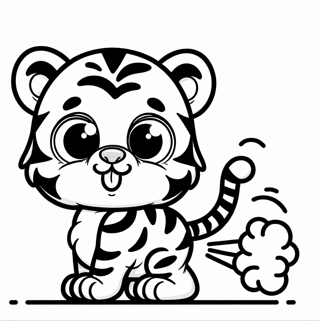 Baby Tiger Farting Coloring Page