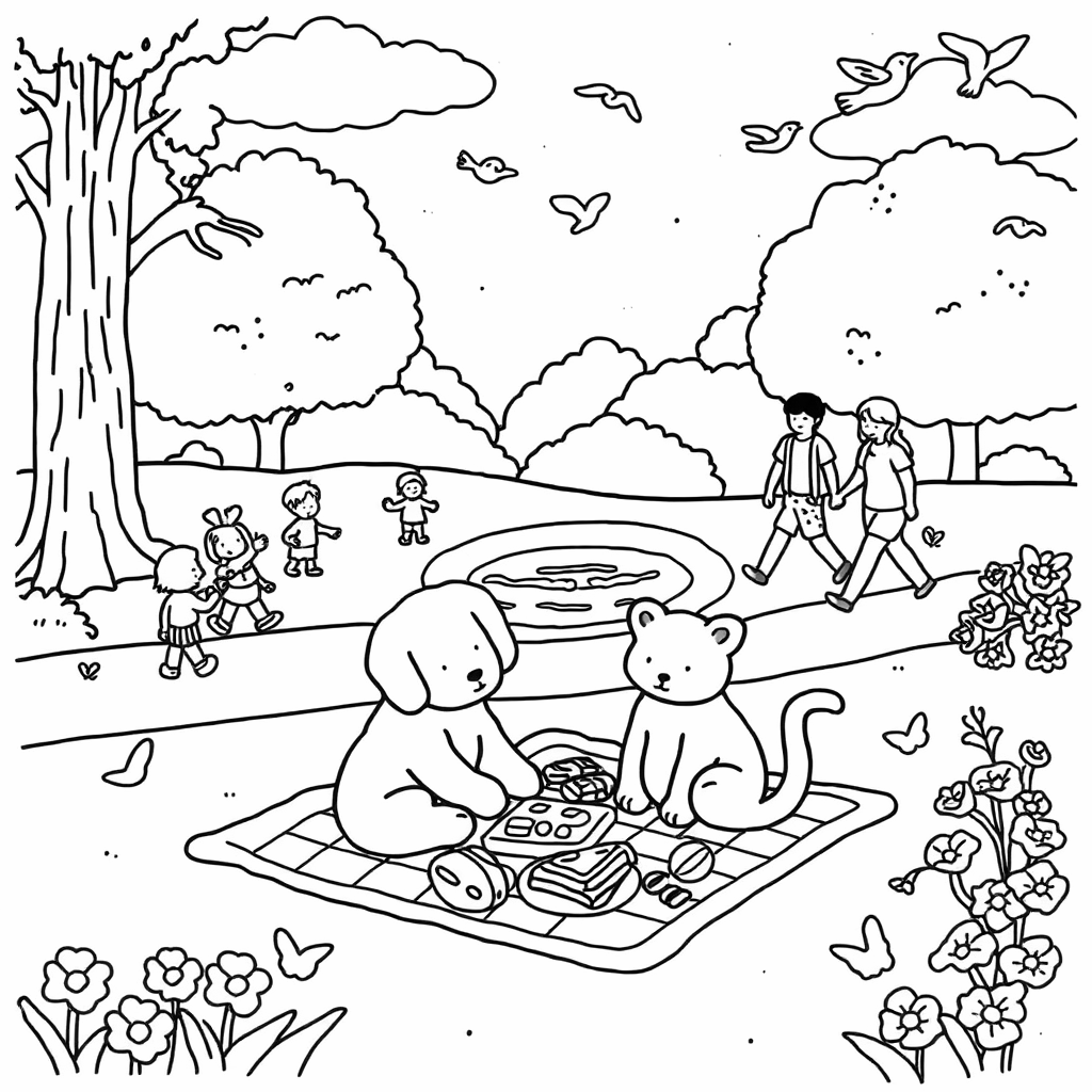 A Dog And A Cat Friends Coloring Page