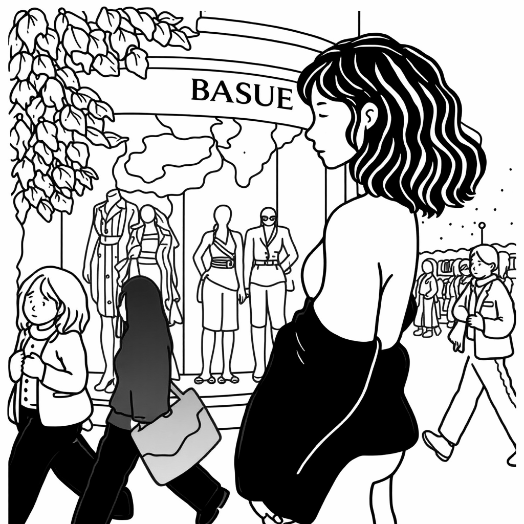 A Beautiful Girl Outside The Dior Store Looking At... Coloring Page