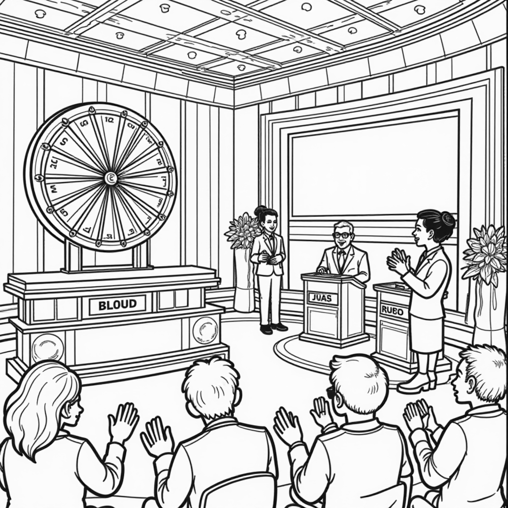 Vanna White On Wheel Of Fortune Set Coloring Page