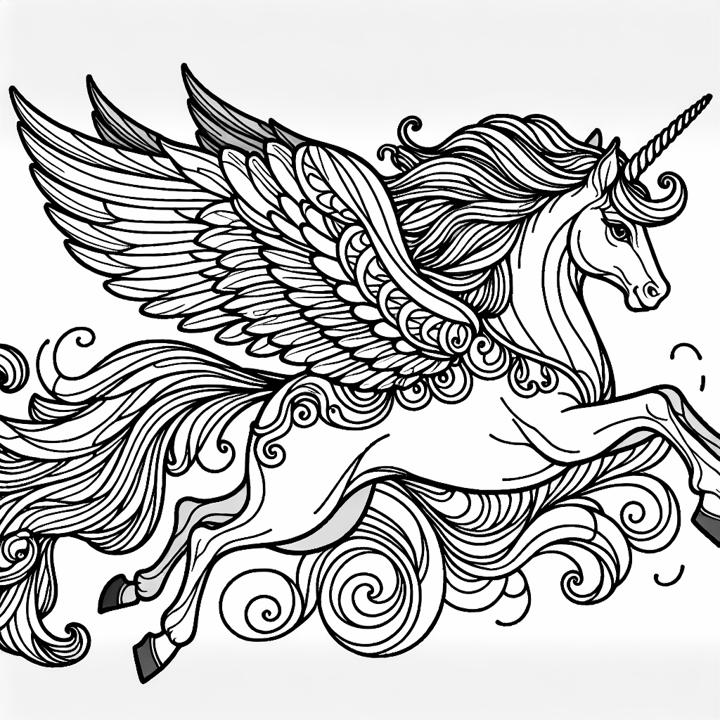 Unicorn Pegasus Coloring Page
