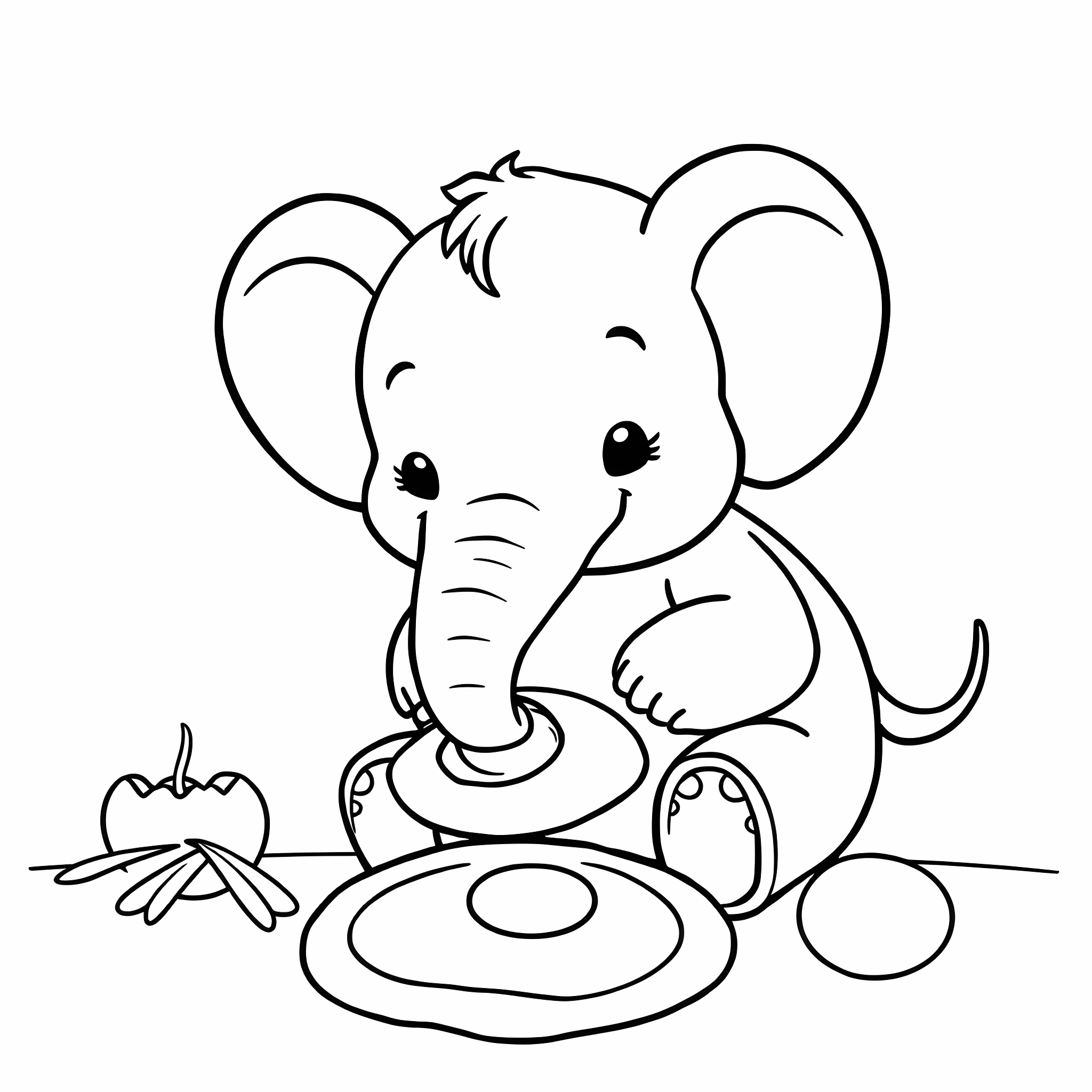Elephant Making Egg Omelet Coloring Page