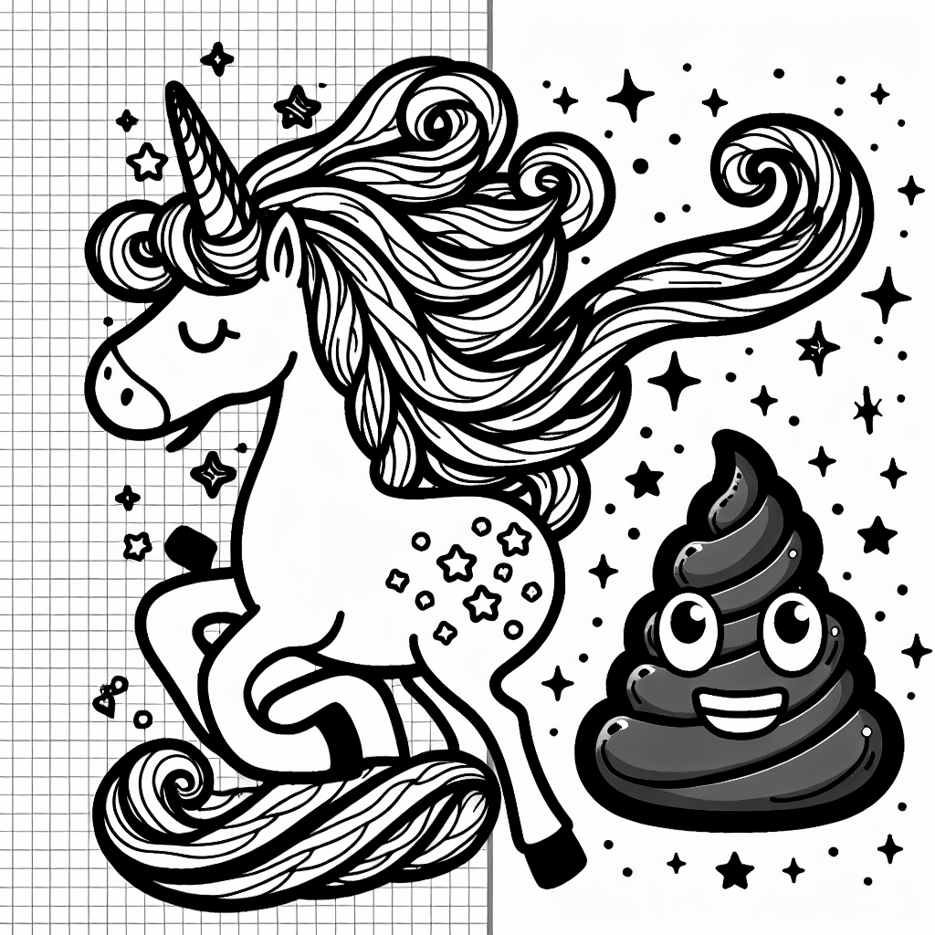Unicorn With A Poop Emoji Where Its Horn Is... Coloring Page | Free ...